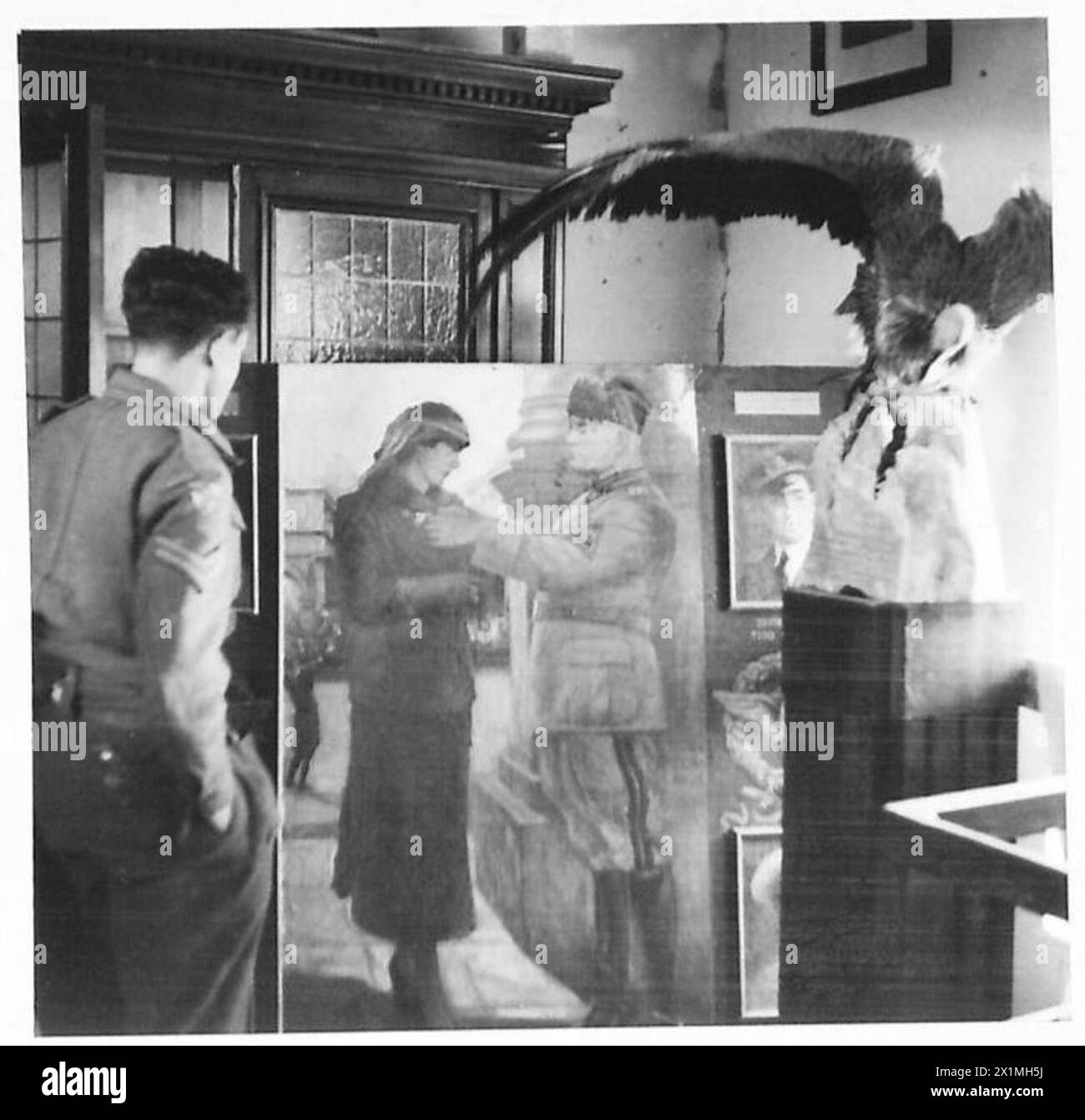 Inside Mussolini's birthplace castle, a painting depicts Mussolini ...