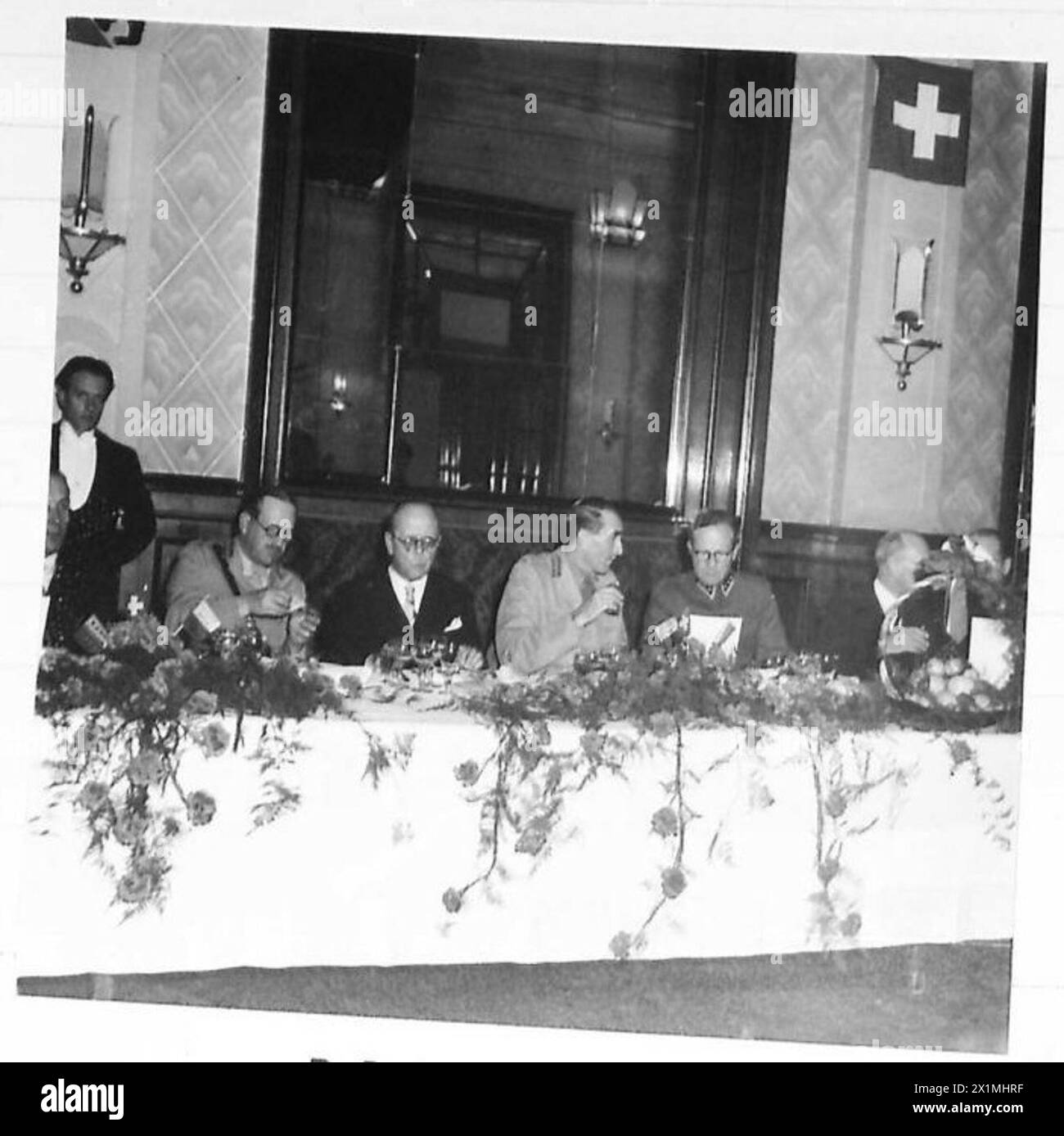 Swiss government, military, and railway officials attend a formal ...