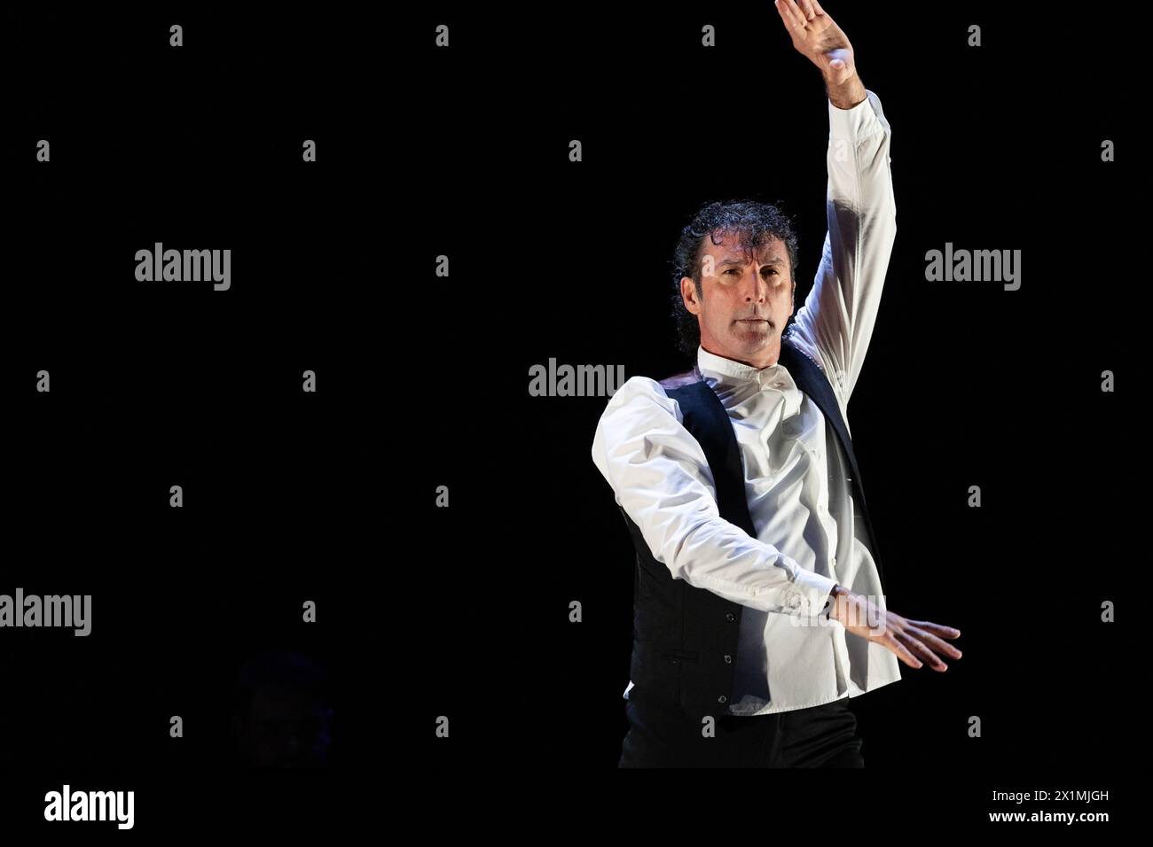 London, UK. April 17, 2024. Angel Munoz from the Paco Pena Flamenco ...