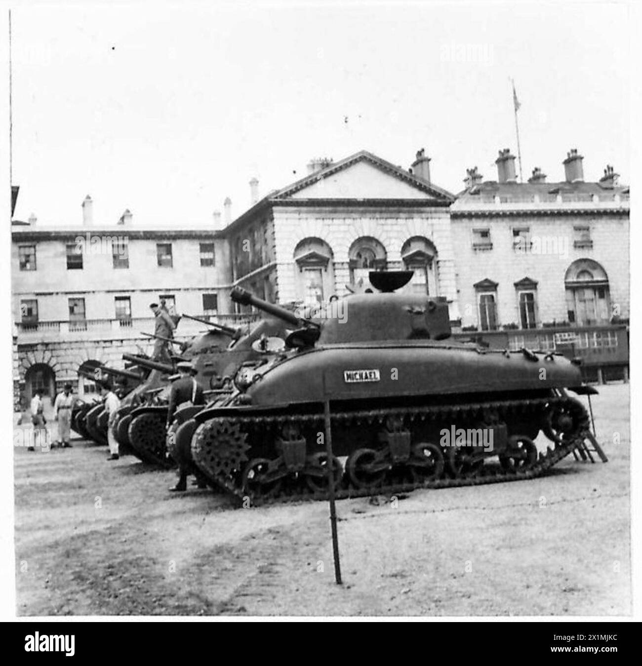 The General Sherman tank is displayed at Horse Guards, showing British ...