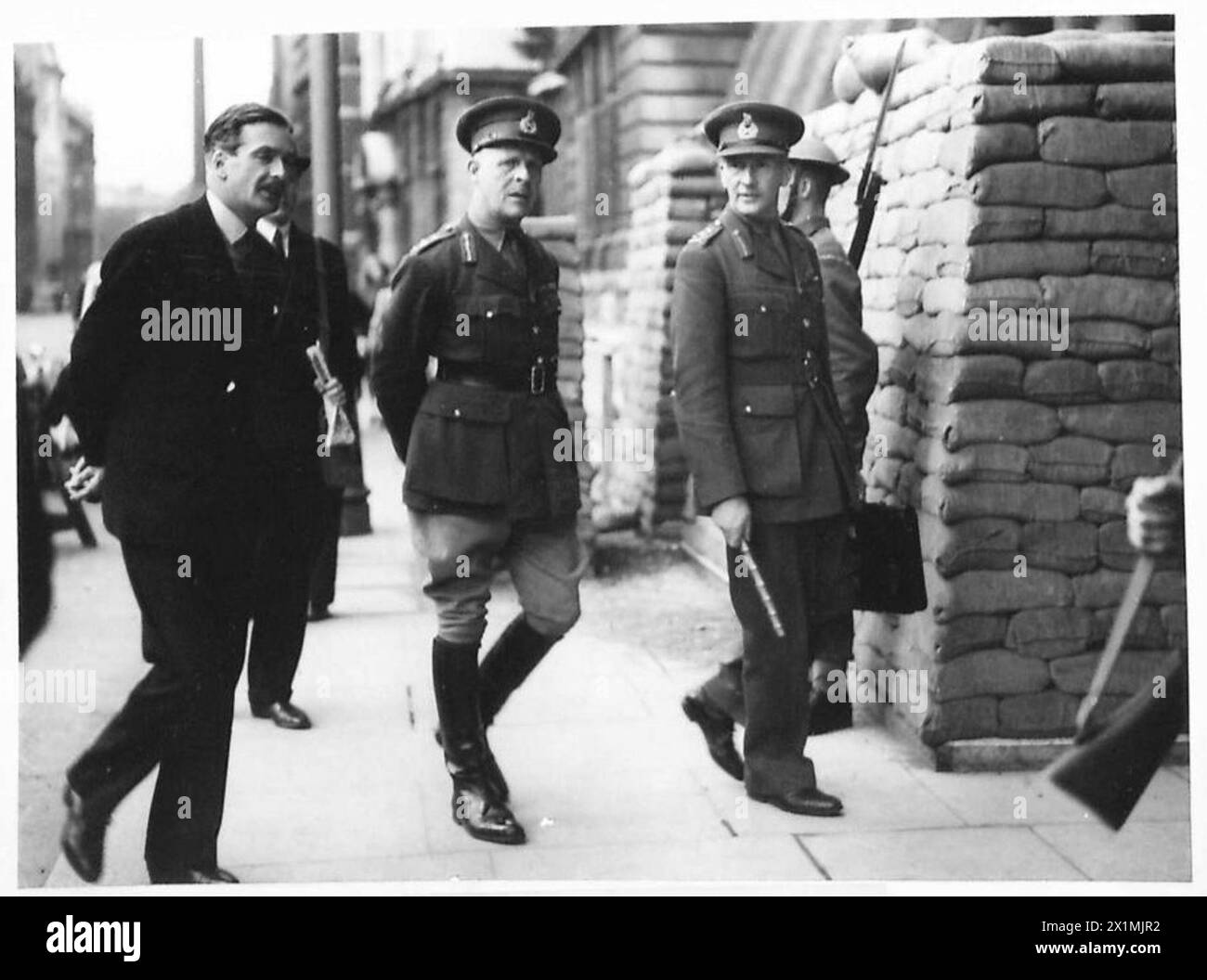 War officials Lord Gort, Mr. Anthony Eden, and General Dill meet at the ...