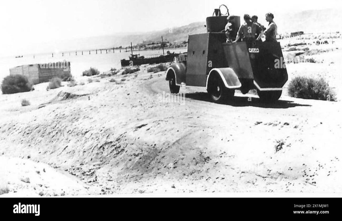 Palestine Police operate an armoured car on patrol as part of British ...