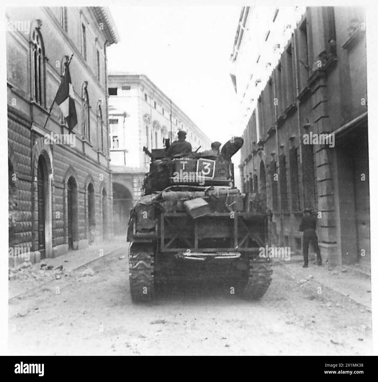 British tanks of the Eighth Army advanced through Cesena, Italy, to ...