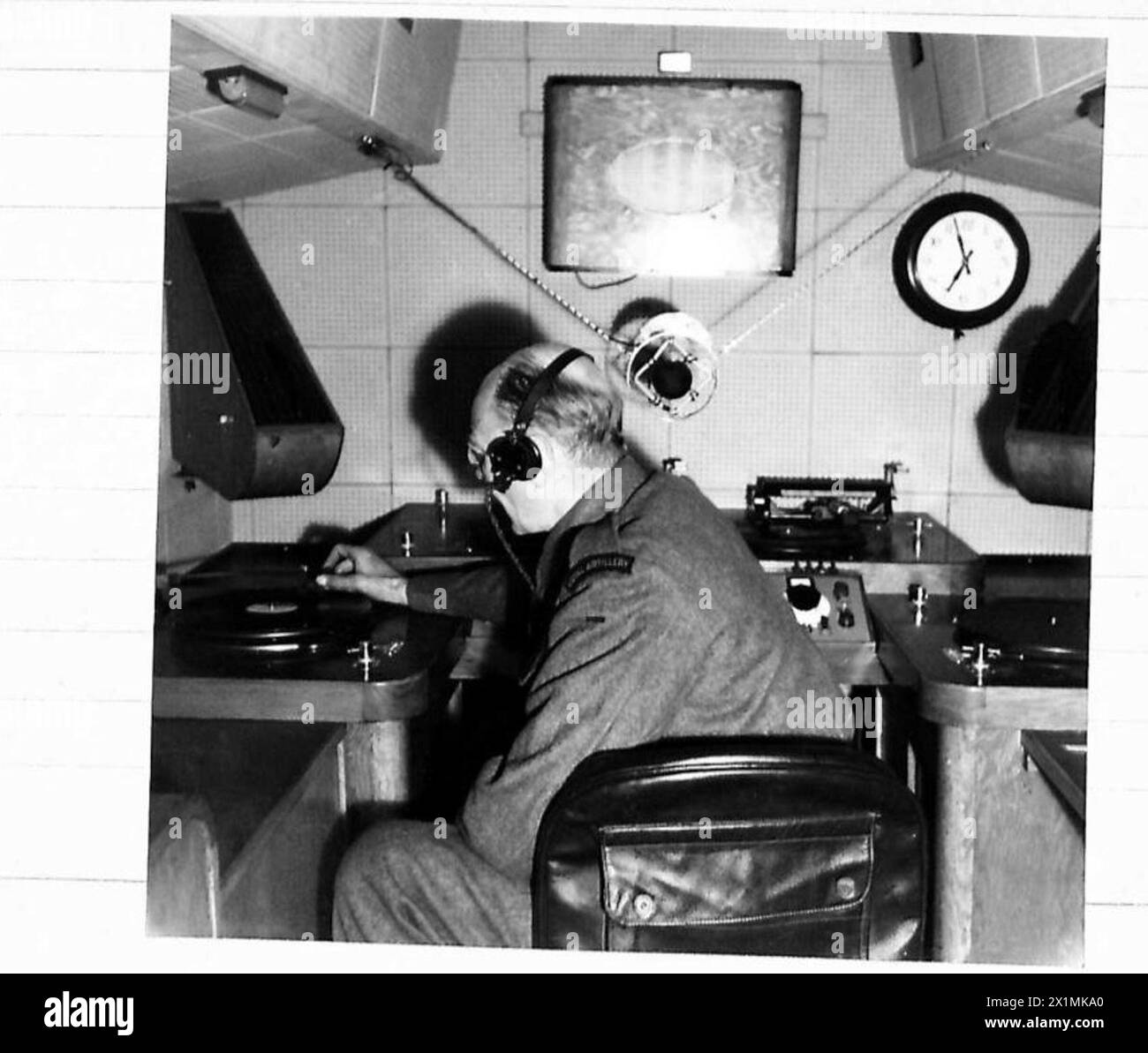 NO.1 FIELD BROADCASTING UNIT - Interior of studio vehicle showing the ...