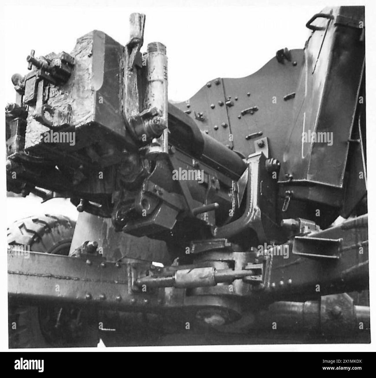 A modified 6-pounder anti-tank gun with a counter-weight under the ...
