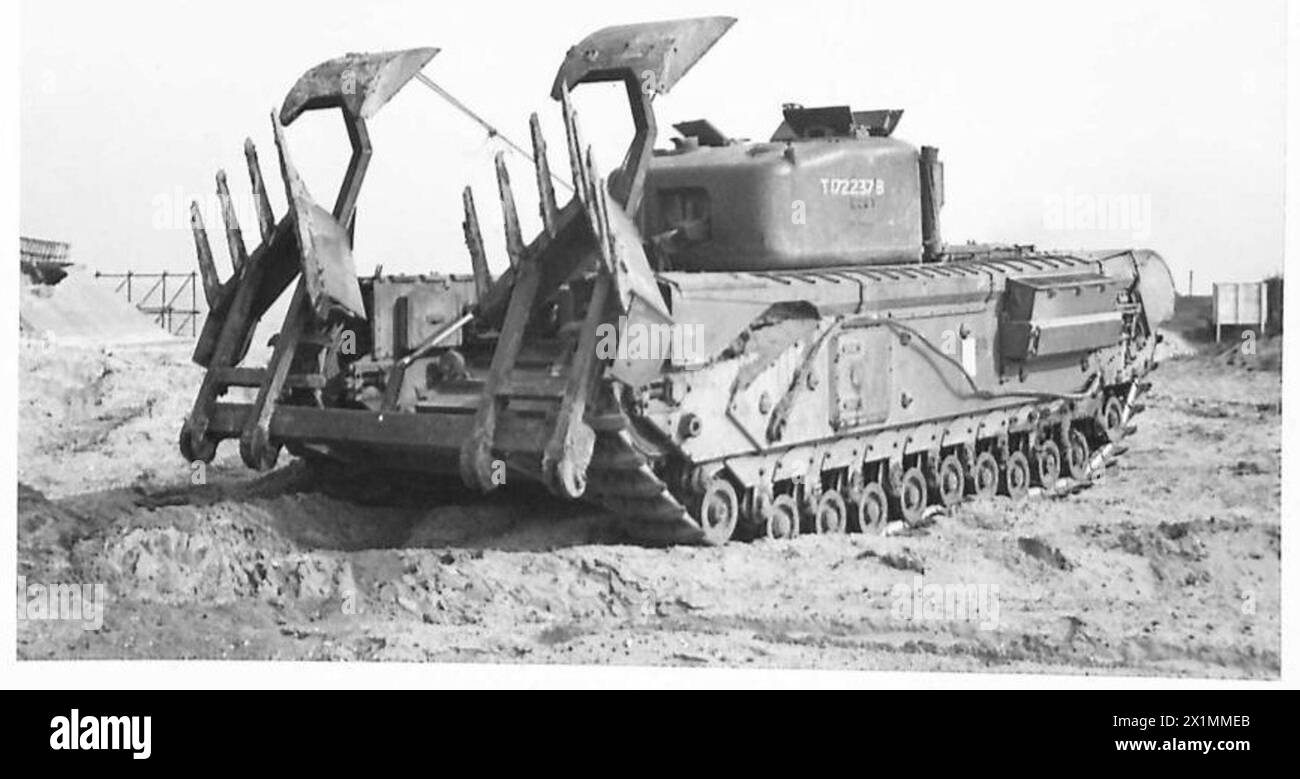 SPECIAL ASSIGNMENT FOR 79TH ARMOURED DIVISION - Frontal views of Plough fully elevated. Fitted ...