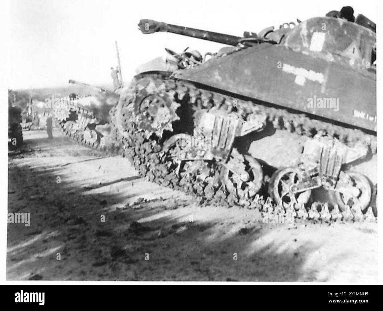 Sherman tanks of the British Eighth Army positioned before crossing the ...