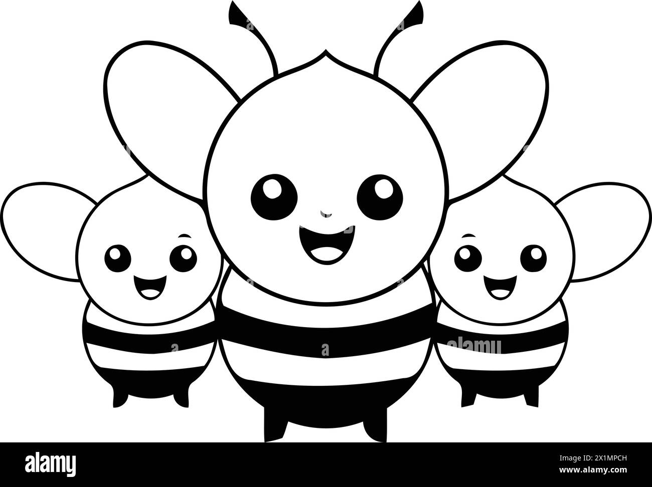 Cute cartoon bee family. Vector illustration isolated on white ...