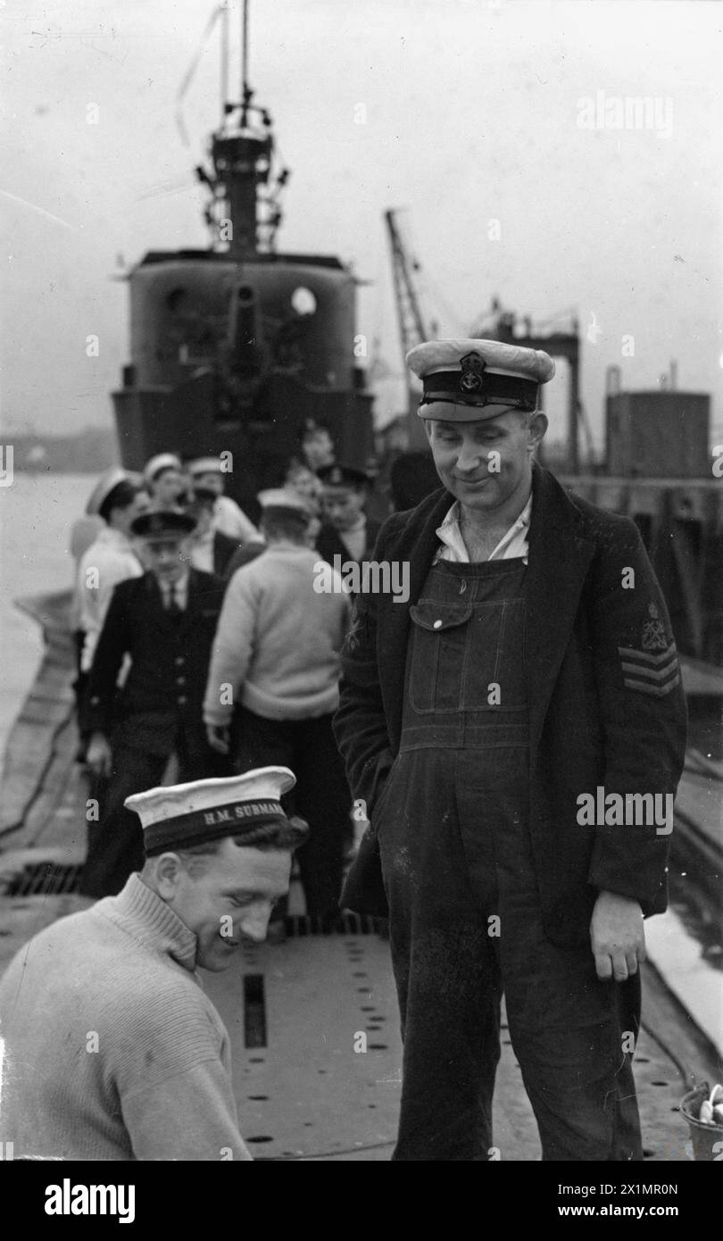 SUBMARINE TORBAY COMES HOME. 31 MARCH AND 1 APRIL 1944, PORTSMOUTH. HM ...