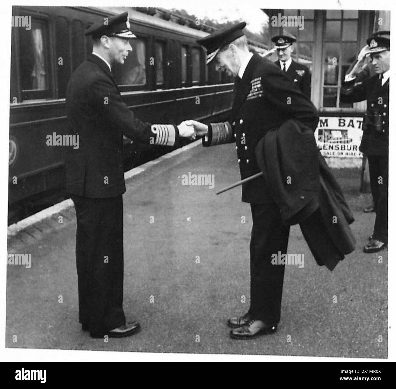 The King observes landing exercises and shakes hands with Admiral of ...