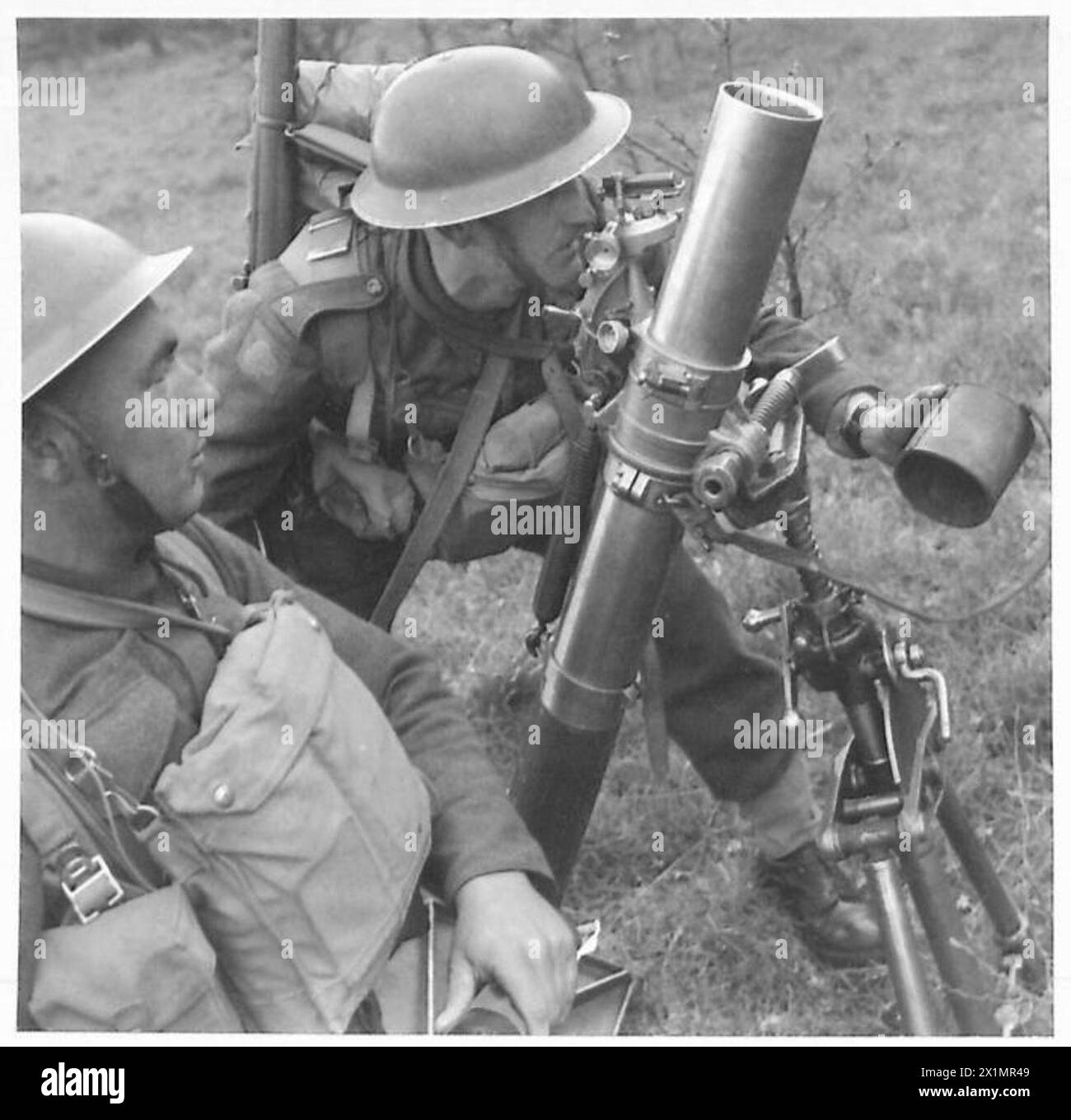 A WOODLAND EXERCISE - A mortar ready for action, British Army Stock ...