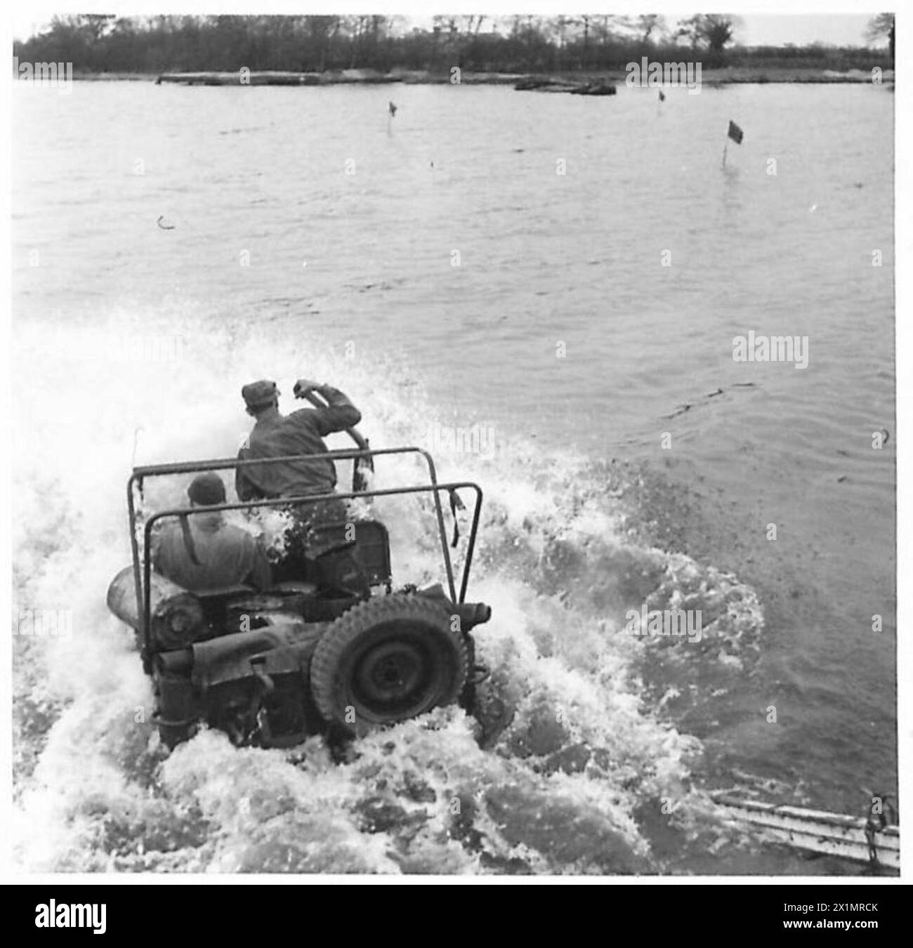 British Army Jeeps undergo a deep water test as part of a waterproofed ...