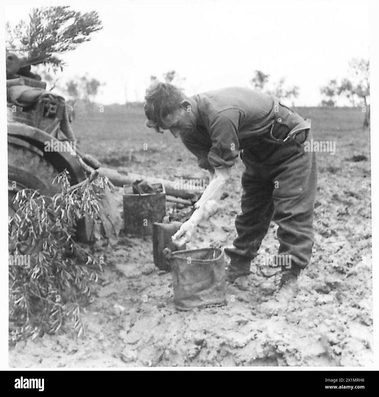 Gunner Thomas performs his morning wash as part of daily routine in the ...