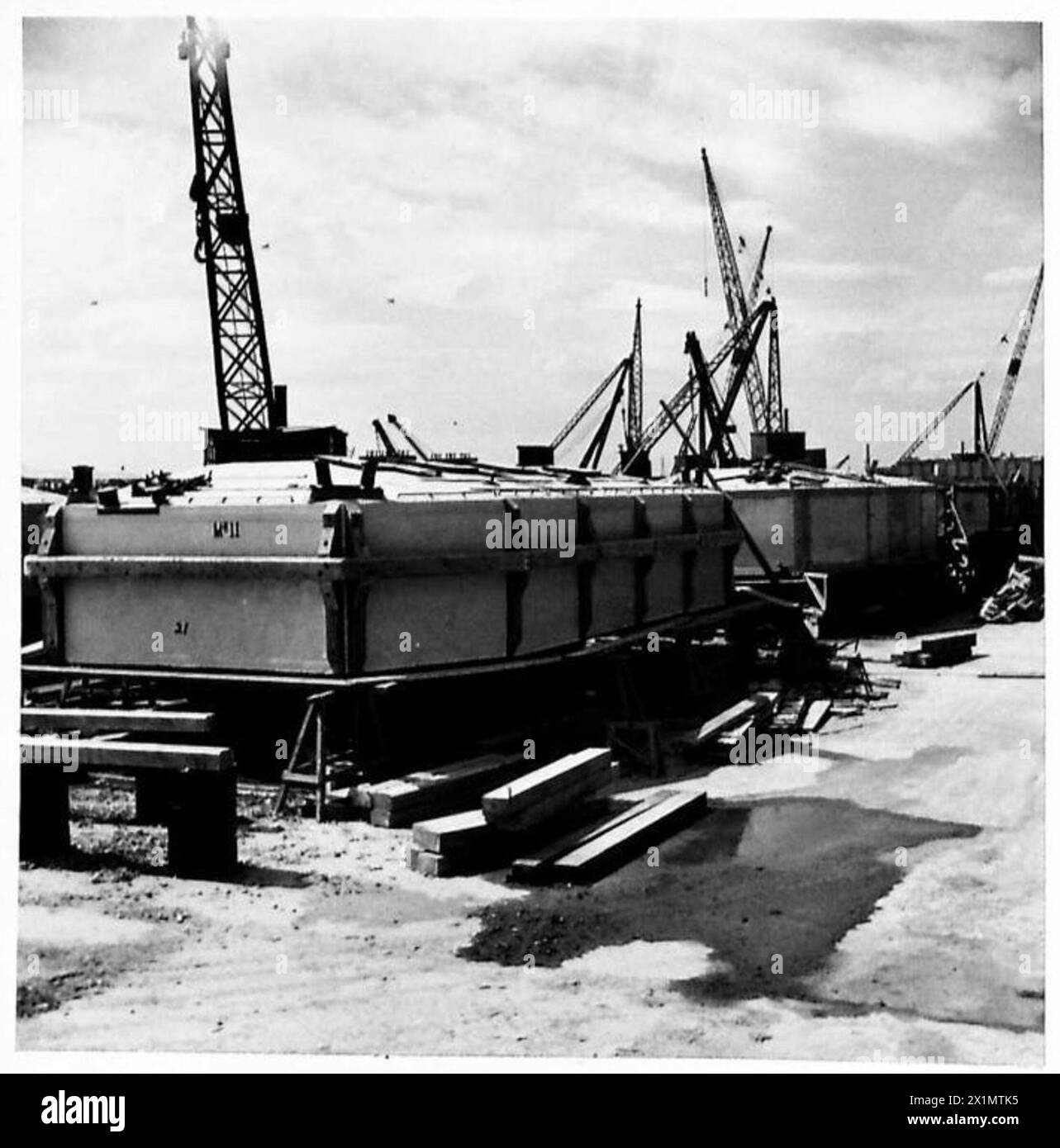 Construction of 'Beetles', floating concrete supports for new type ...