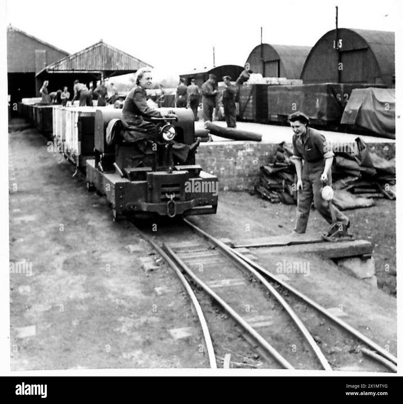ATS AT WORK IN ROYAL ARMY ORDNANCE CORPS DEPOT - ATS brakeswoman, Pte.Sylvia Savage of Hereford ...