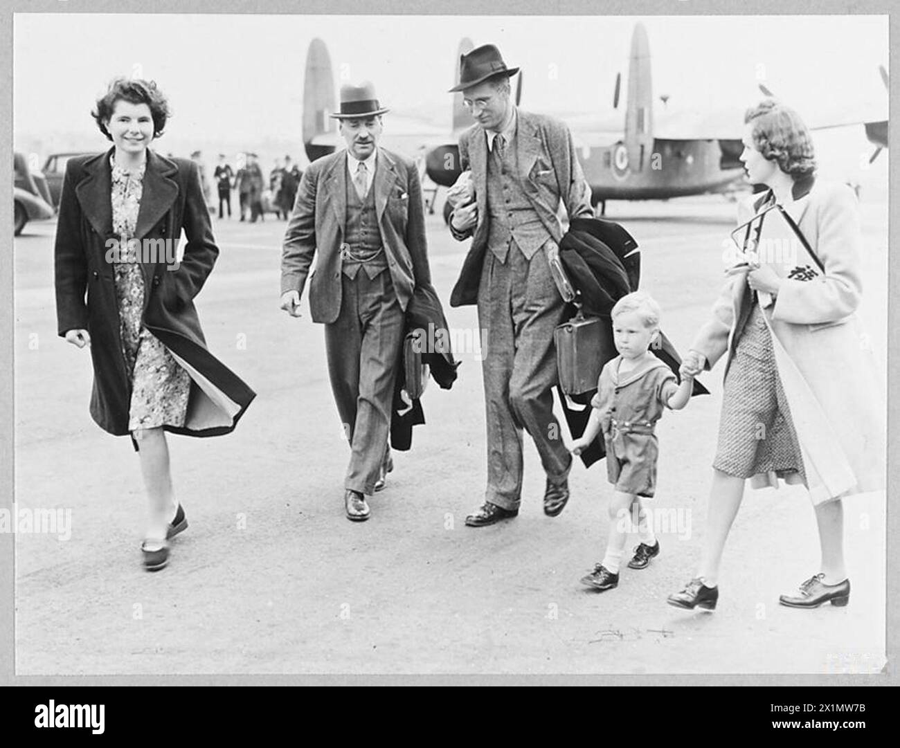 Clement Attlee arrives at RAF Station Northolt from Germany aboard a ...