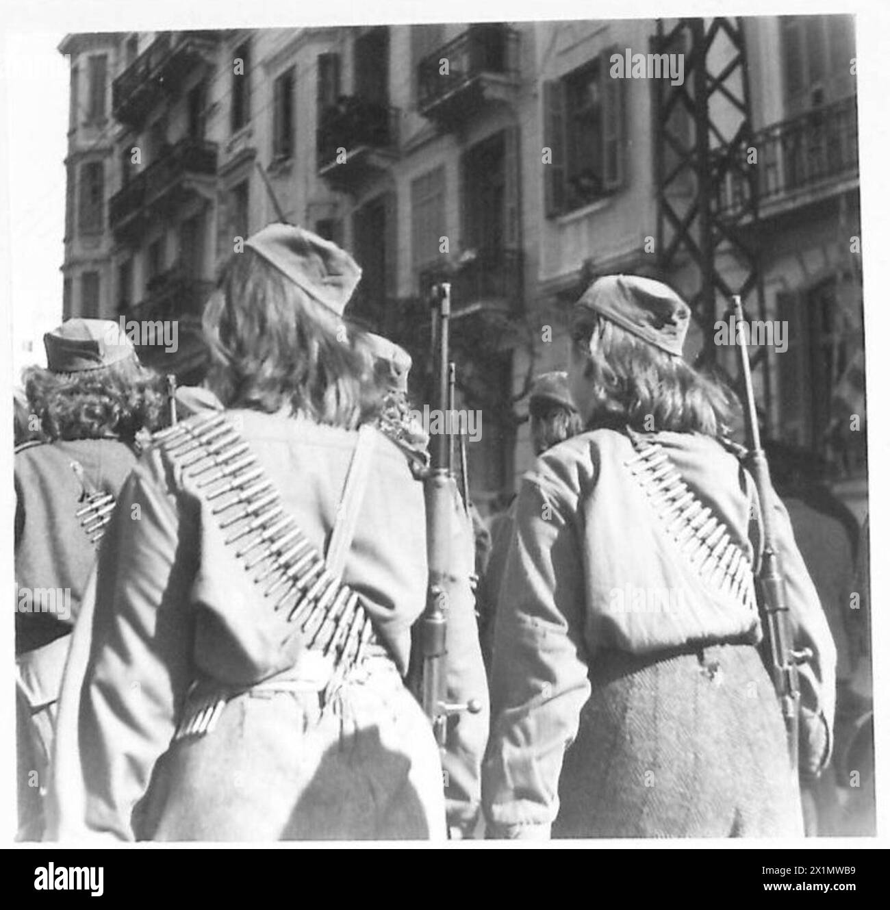 A detachment of uniformed Partisans of the main British force marches ...