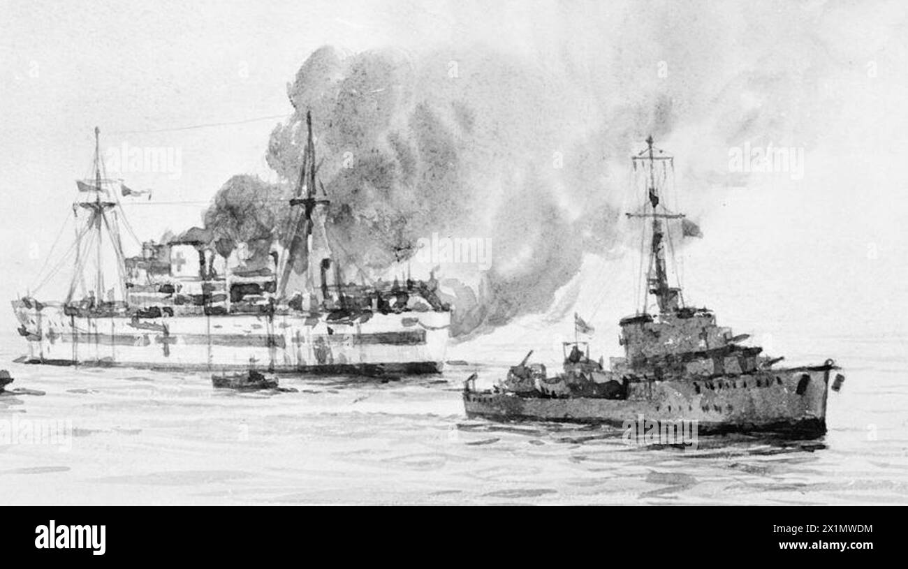 Lieutenant Commander R Langmaid, RN, official fleet artist, produces ...