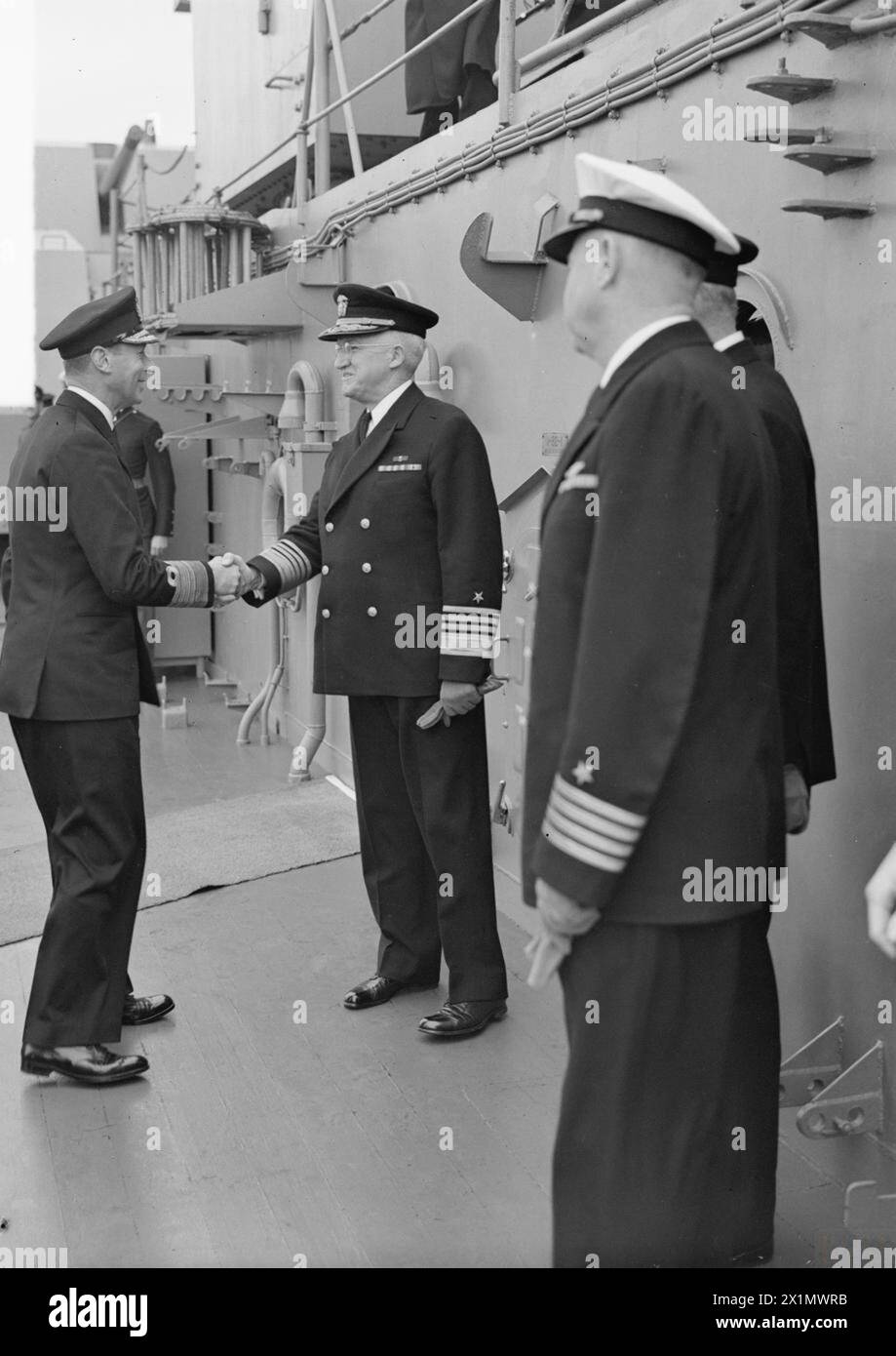 HM The King is greeted by Admiral Stark, Commander in Chief of US Naval ...