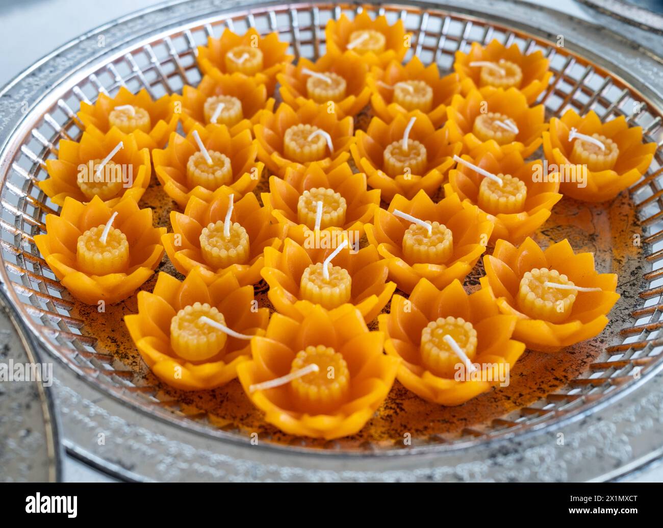 Decorative Candles at The Buddhist Temple emple Wat Chai Mongkhon ...