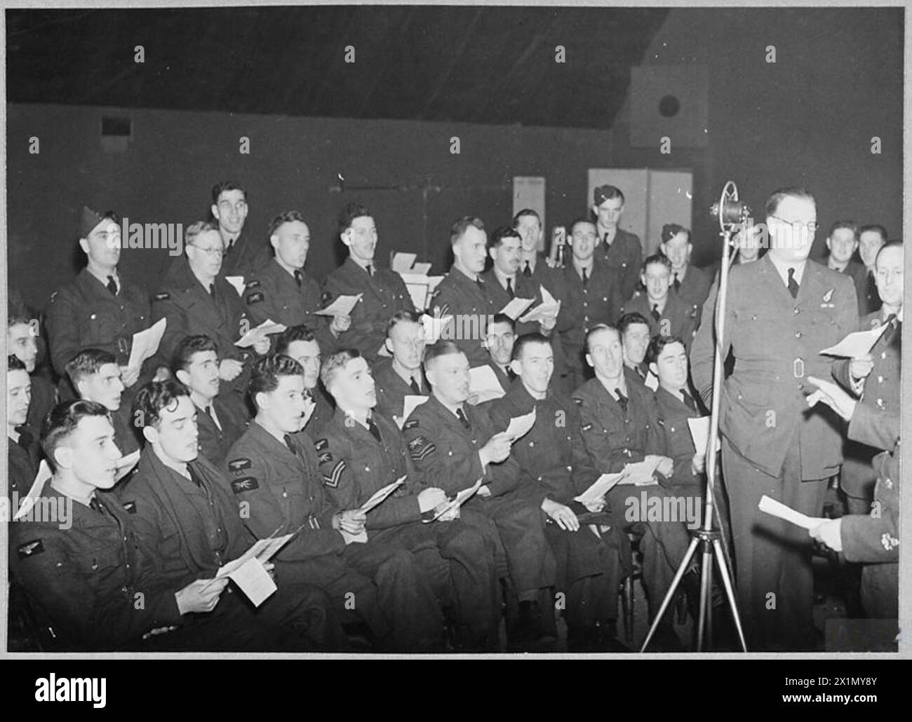 CHOIR RECORDING - 3982 Picture shows -The R.A.F. Station Choir during ...