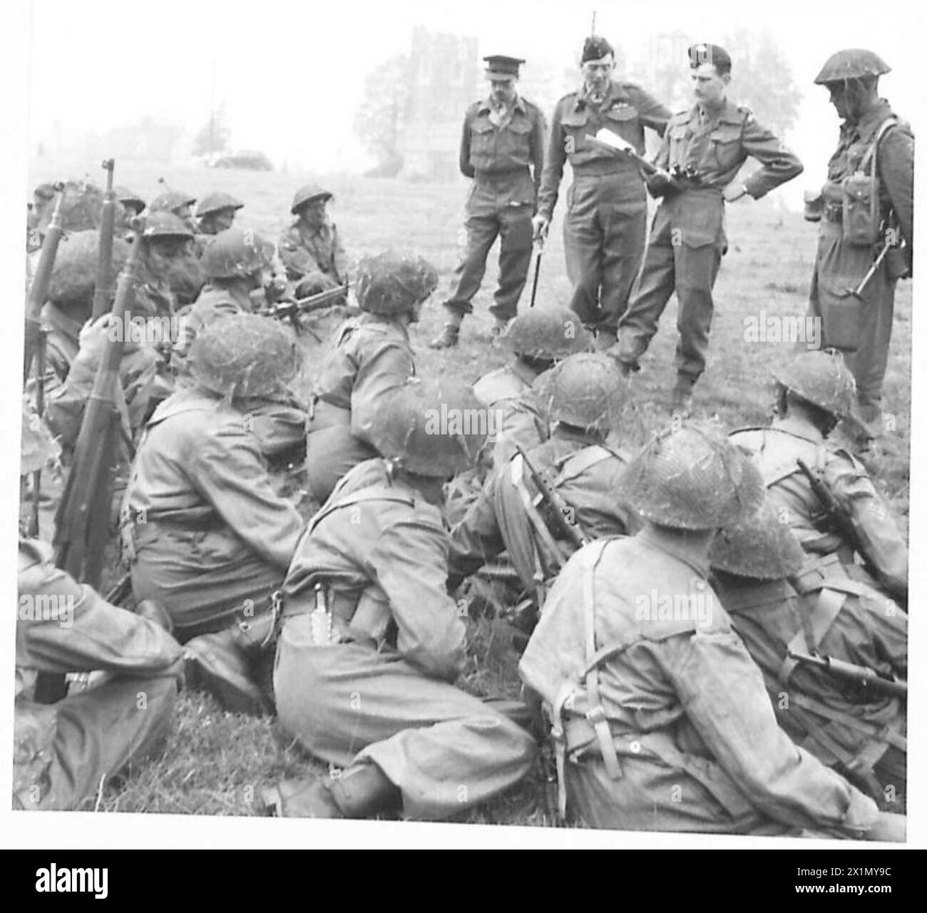A platoon from a Bedfordshire Battalion Headquarters receives orders ...