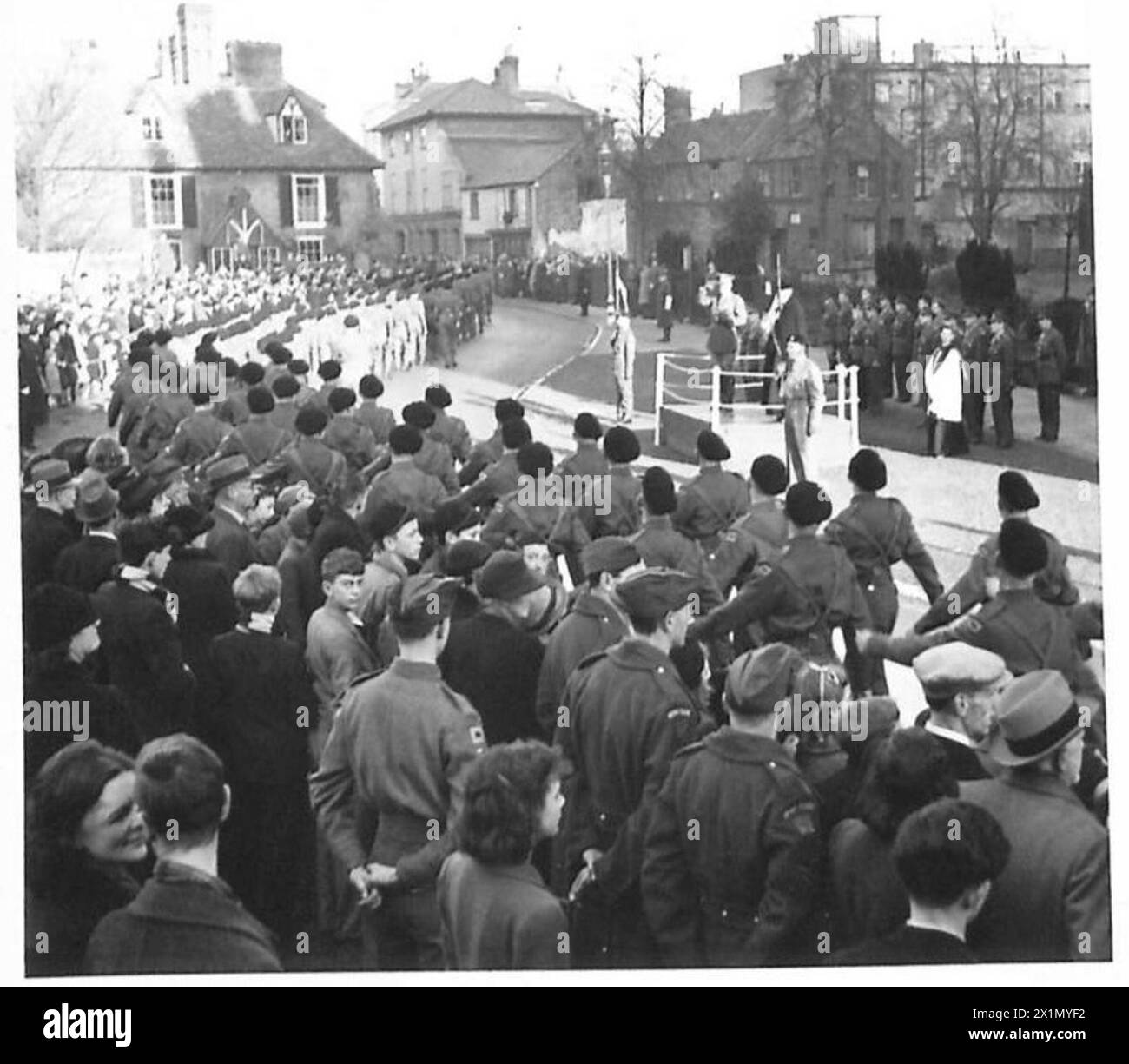 Men of the Armoured Division march past the saluting base during a ...