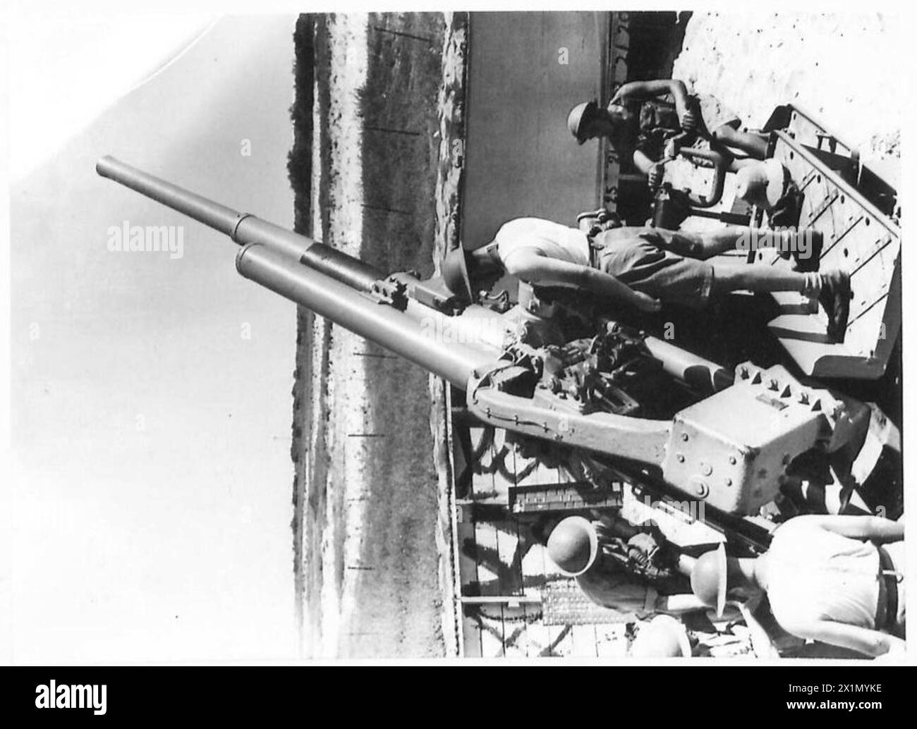 PALESTINE'S AIR DEFENCES - One of the gun crews in action , British ...