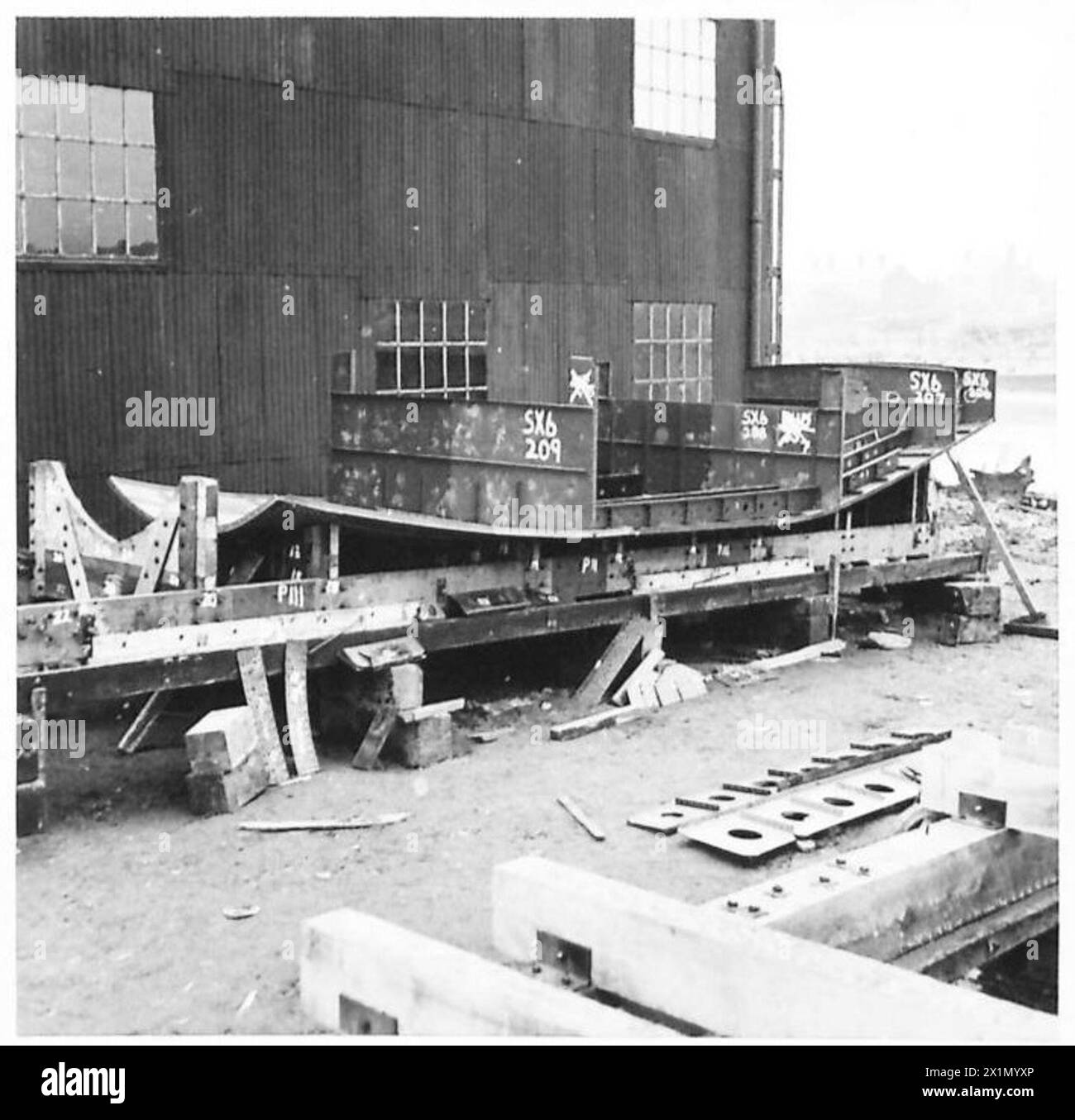ROYAL ENGINEERS ASSEMBLE NEW CRAFT - General view, showing bulkheads ...
