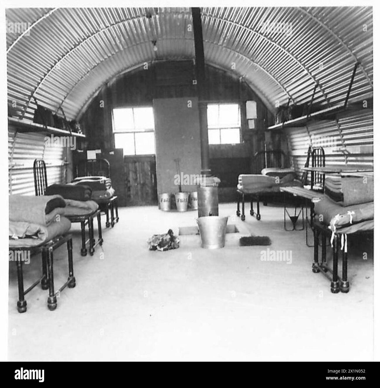 Interior view of a Nissen Hut at the Army School of Hygiene showing ...