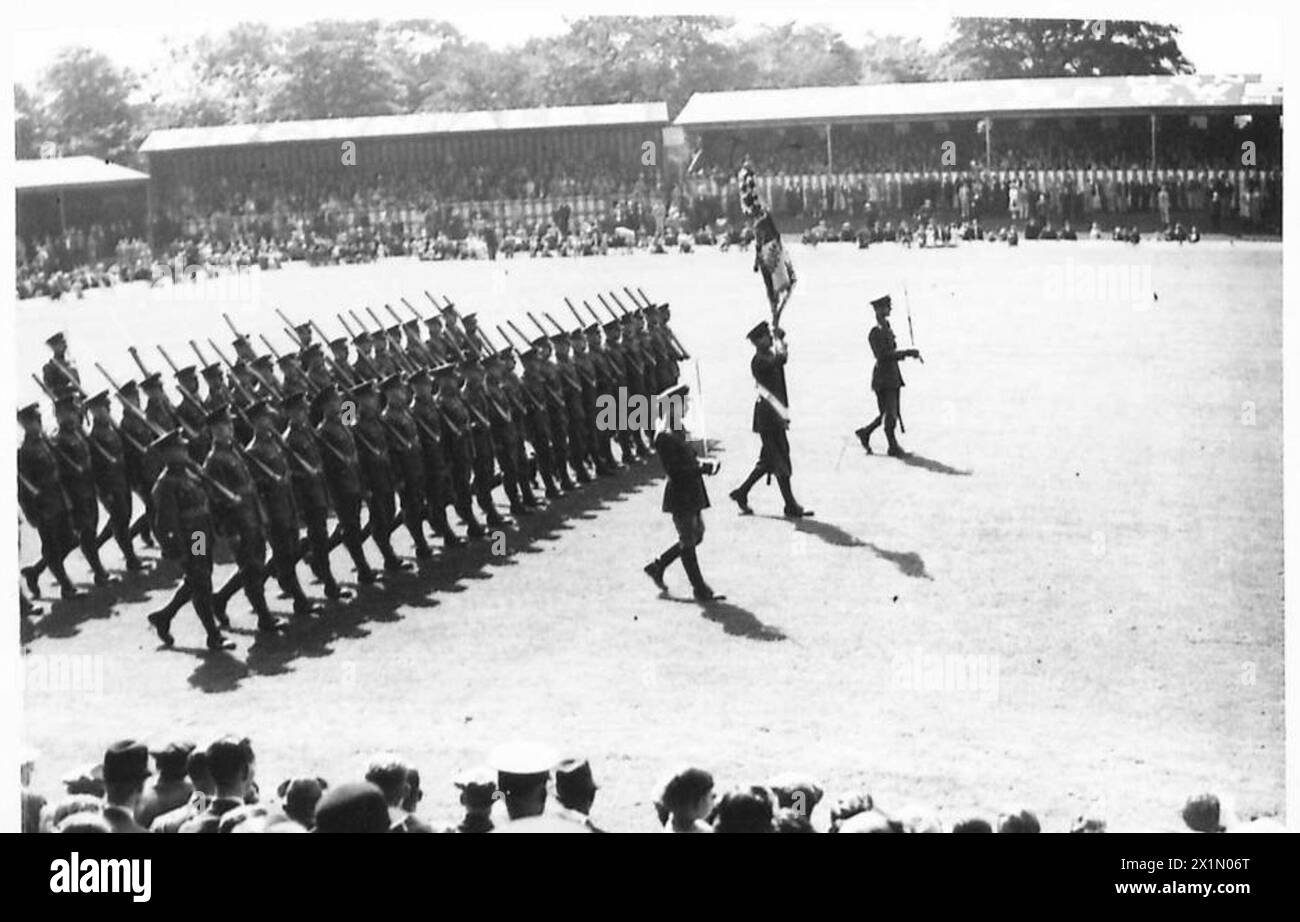 205TH ANNIVERSAY OF THE LANCASHIRE FUSILIERS, (20TH) CATTERICK CAMP - The march past. Trooping ...