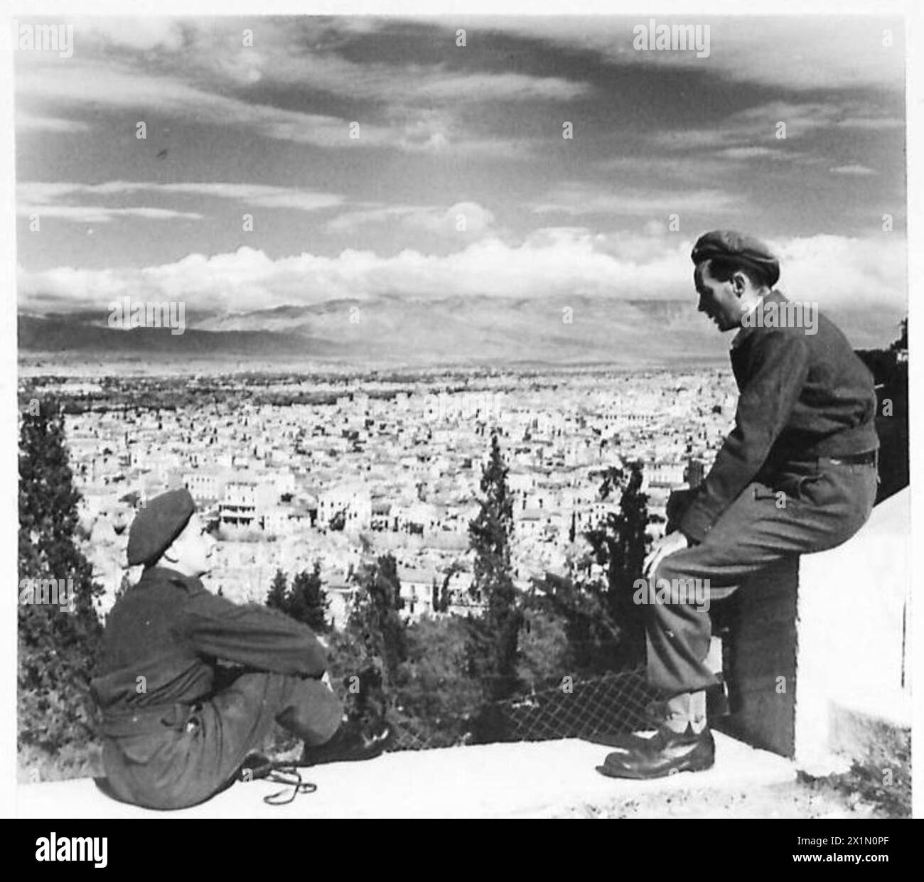 Overlooking athens and acropolis Black and White Stock Photos & Images ...