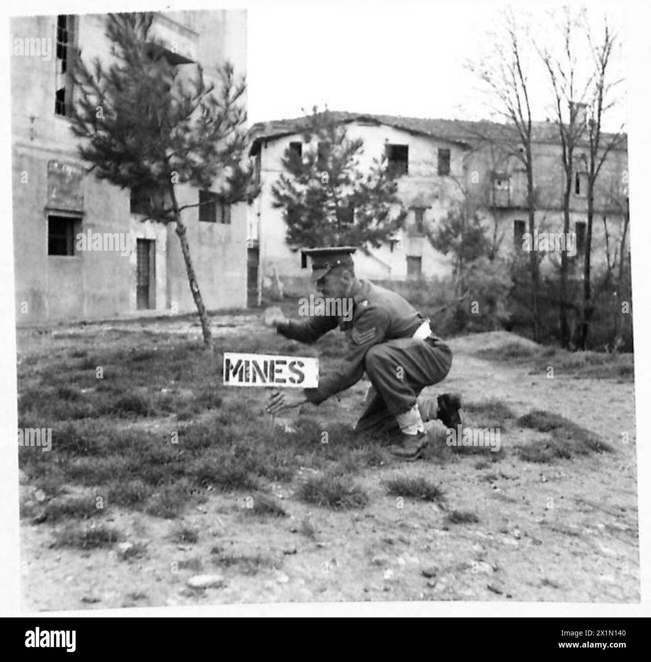 Minefield warning sign Black and White Stock Photos & Images - Alamy