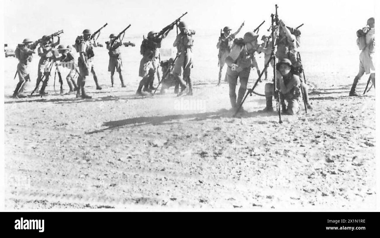 INFANTRY IN EGYPT - A line of Bren gun teams at practice for low flying ...