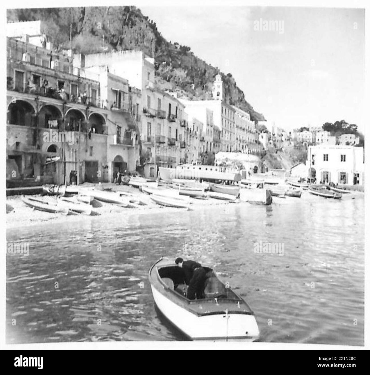 SCENES IN WARTIME CAPRI - General view of Capti harbour , British Army ...