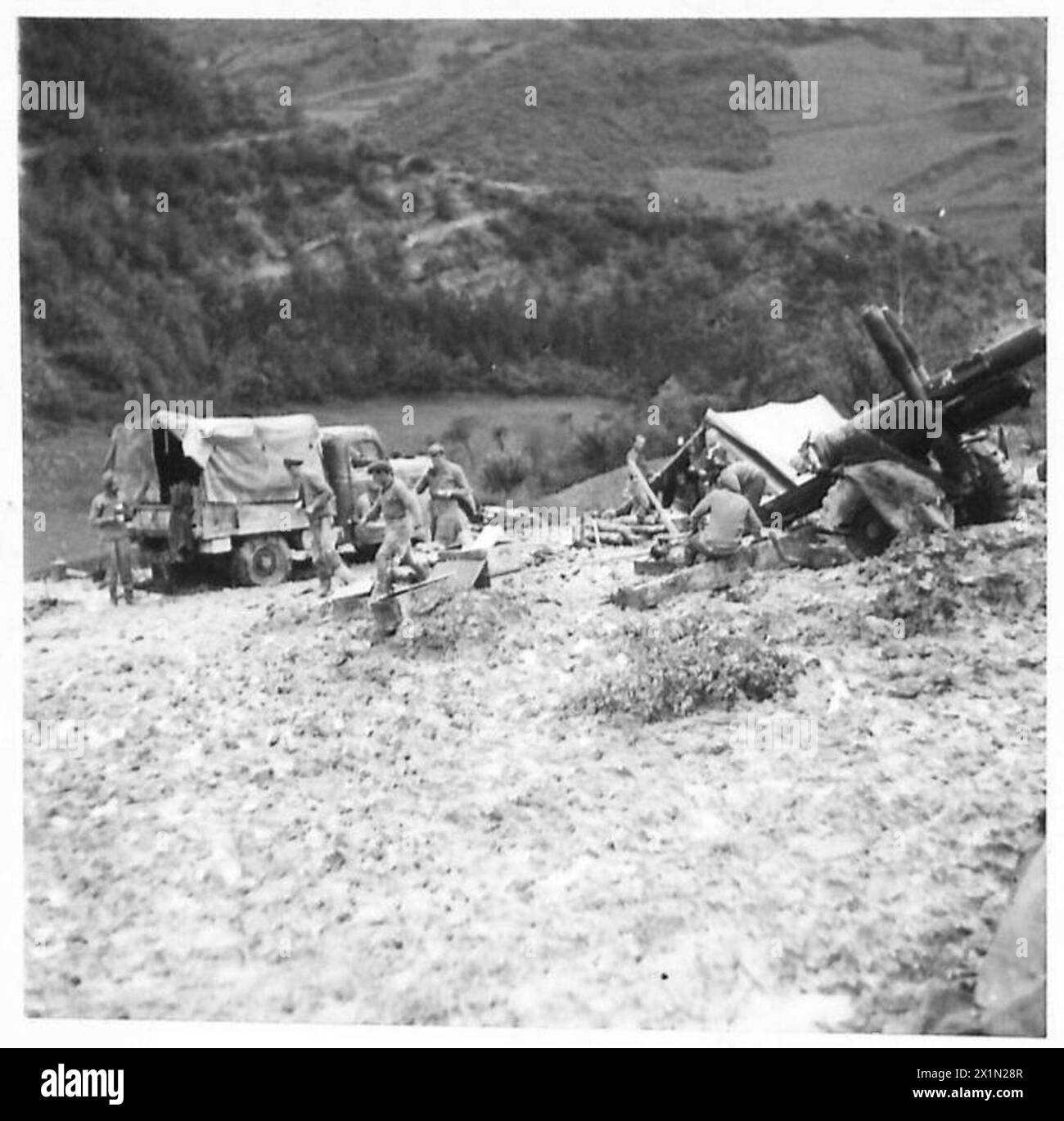 "GENERAL MUD" AGAIN - General view of a gun position in muddy country ...