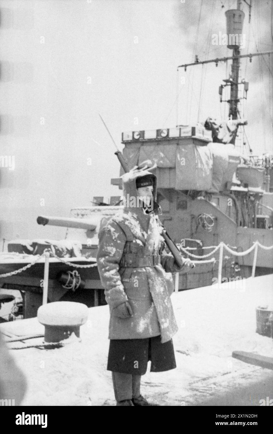 British destroyers are docked at Rosyth on 20 January 1942, enduring ...