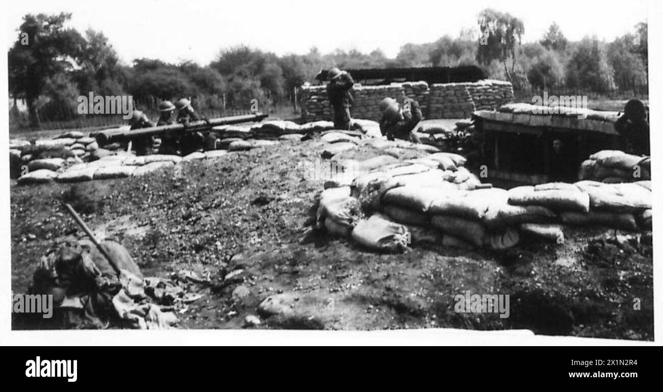 View of a British Army anti-aircraft command post, showing personnel ...