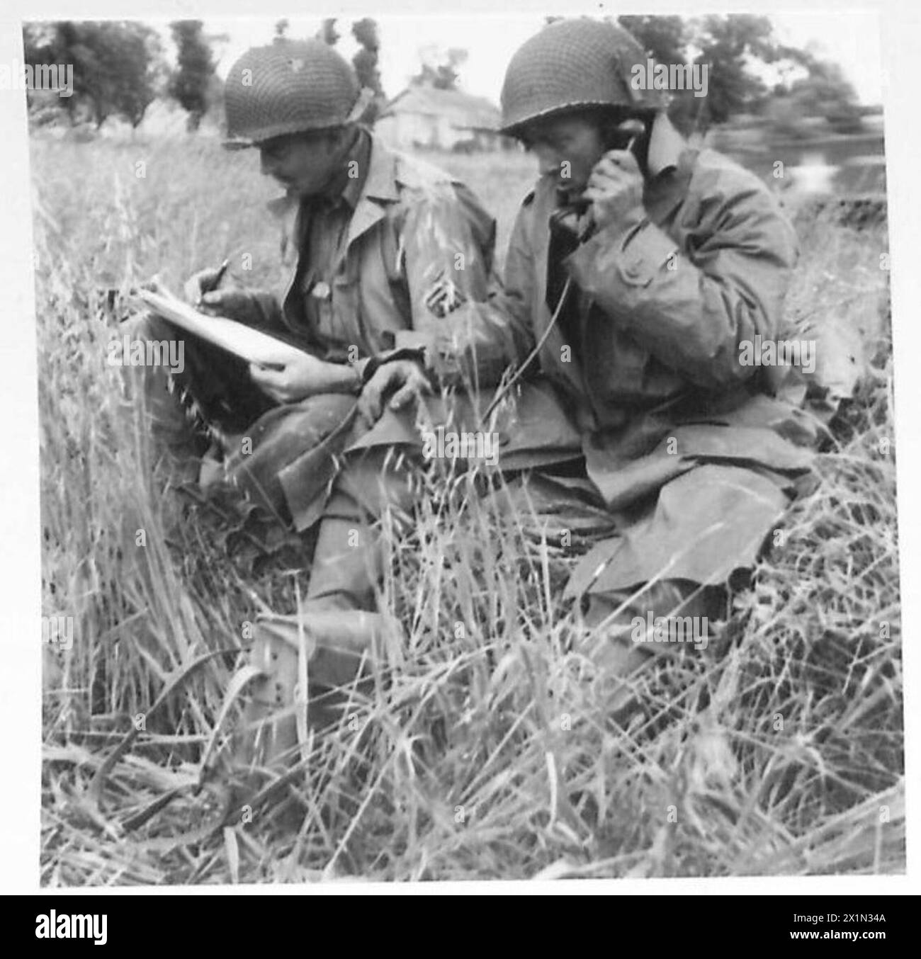 Two signallers from the American 987th Field Artillery Battalion ...