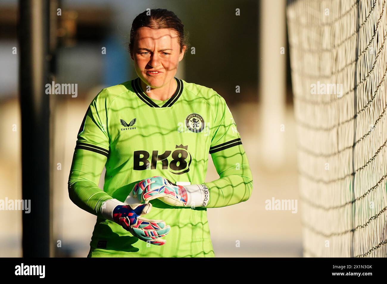 Aston Villa goalkeeper Anna Leat reacts after being sent off during the ...