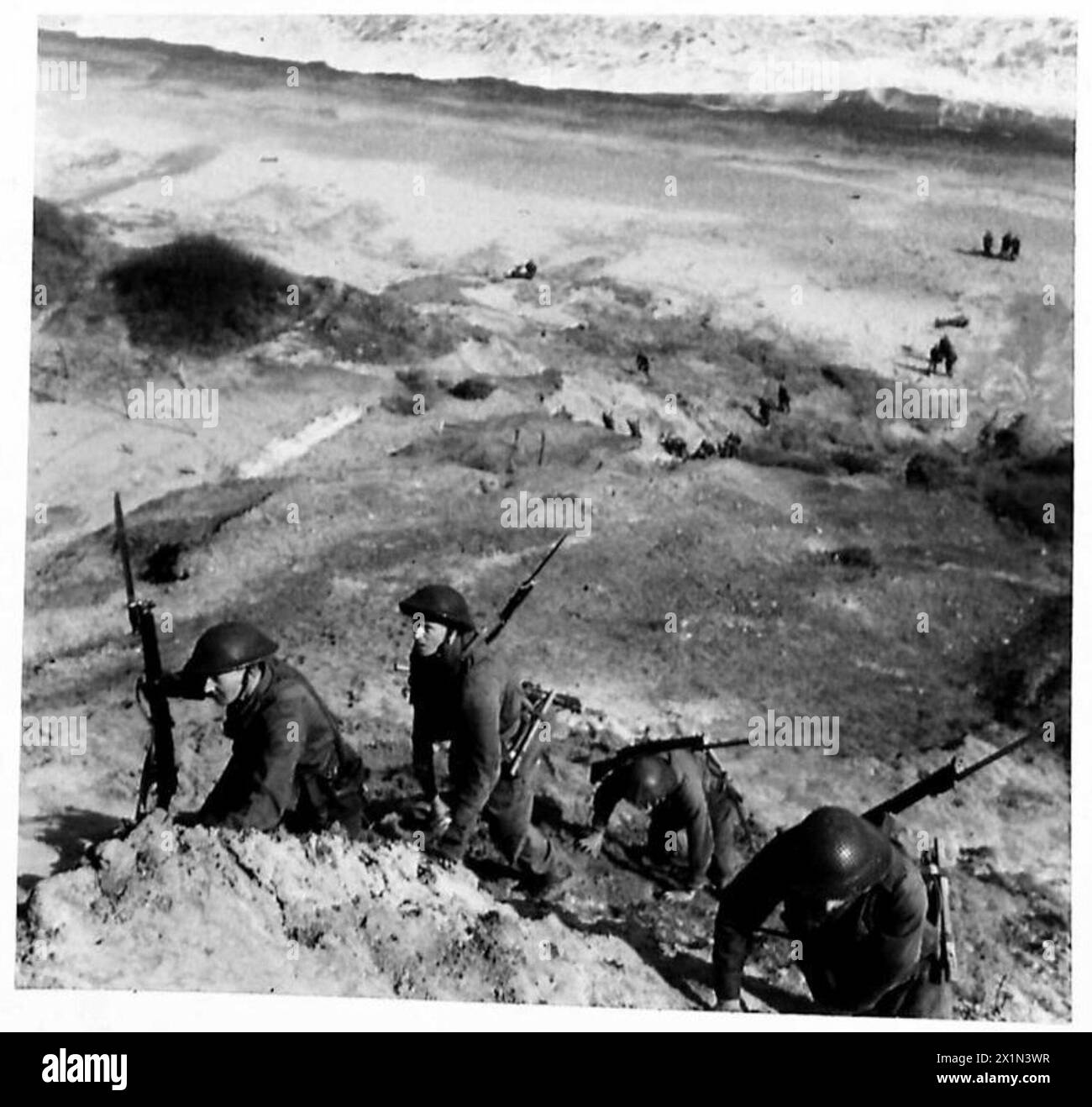 BRITISH ARMY IN BATTLE TRAINING - Troops climbing the cliffs, British ...