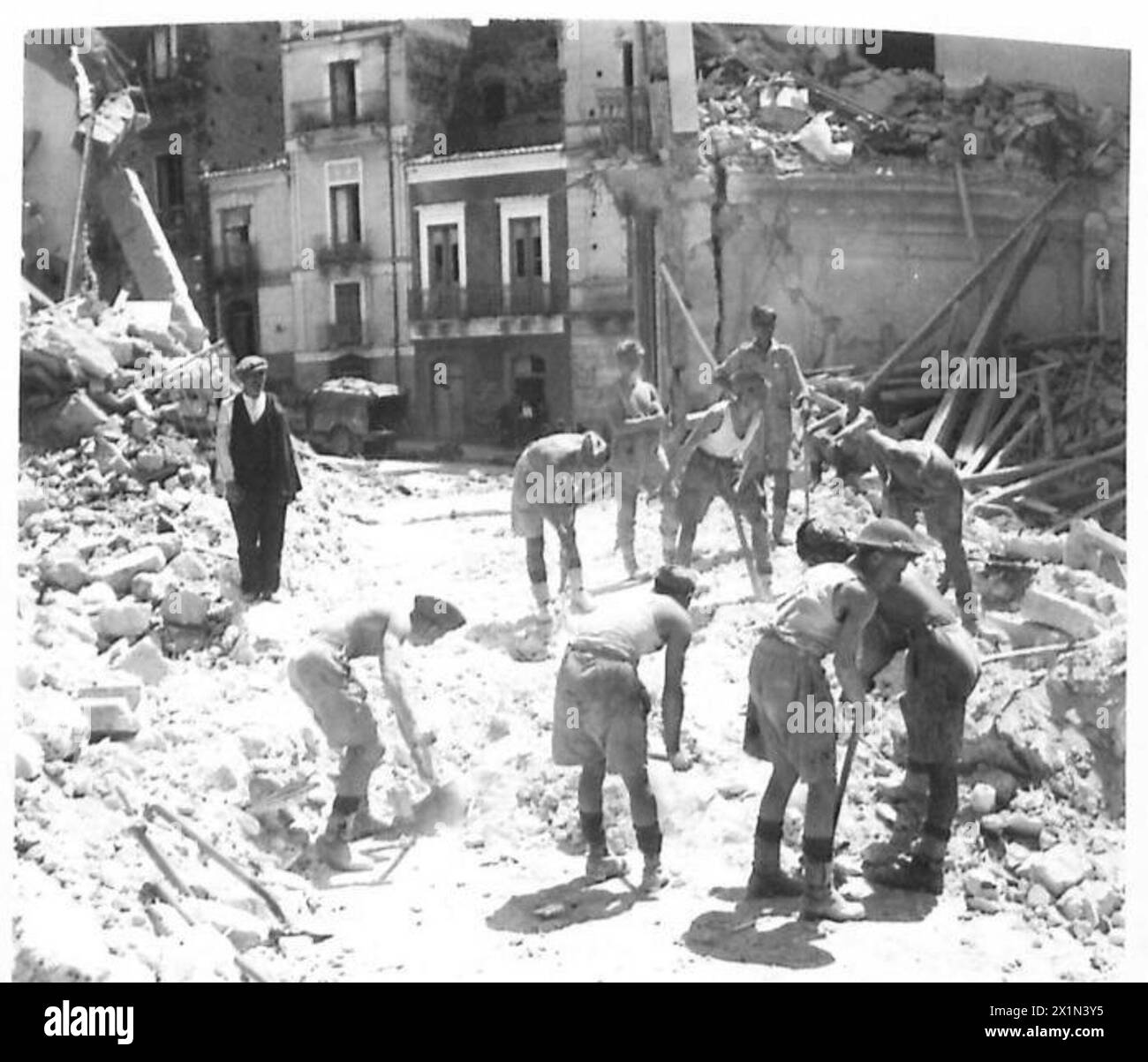 Royal Engineers remove debris from Bronte railway destroyed by enemy ...