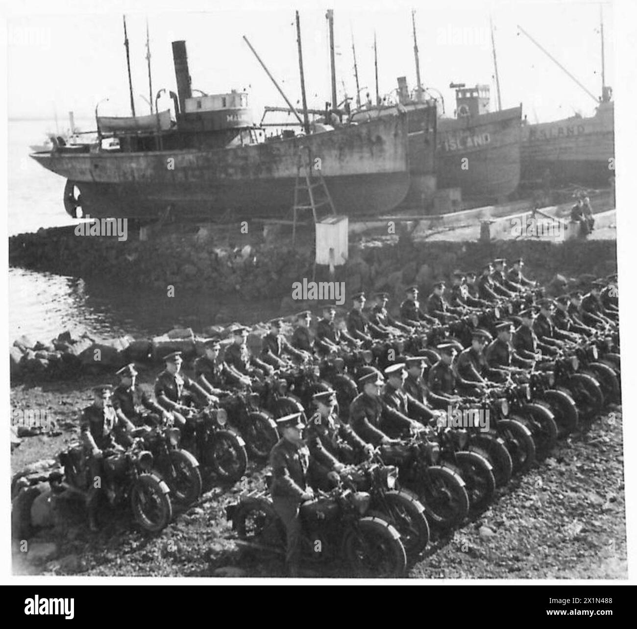 WITH THE BRITISH TROOPS IN ICELAND - Military policemen on their motor ...