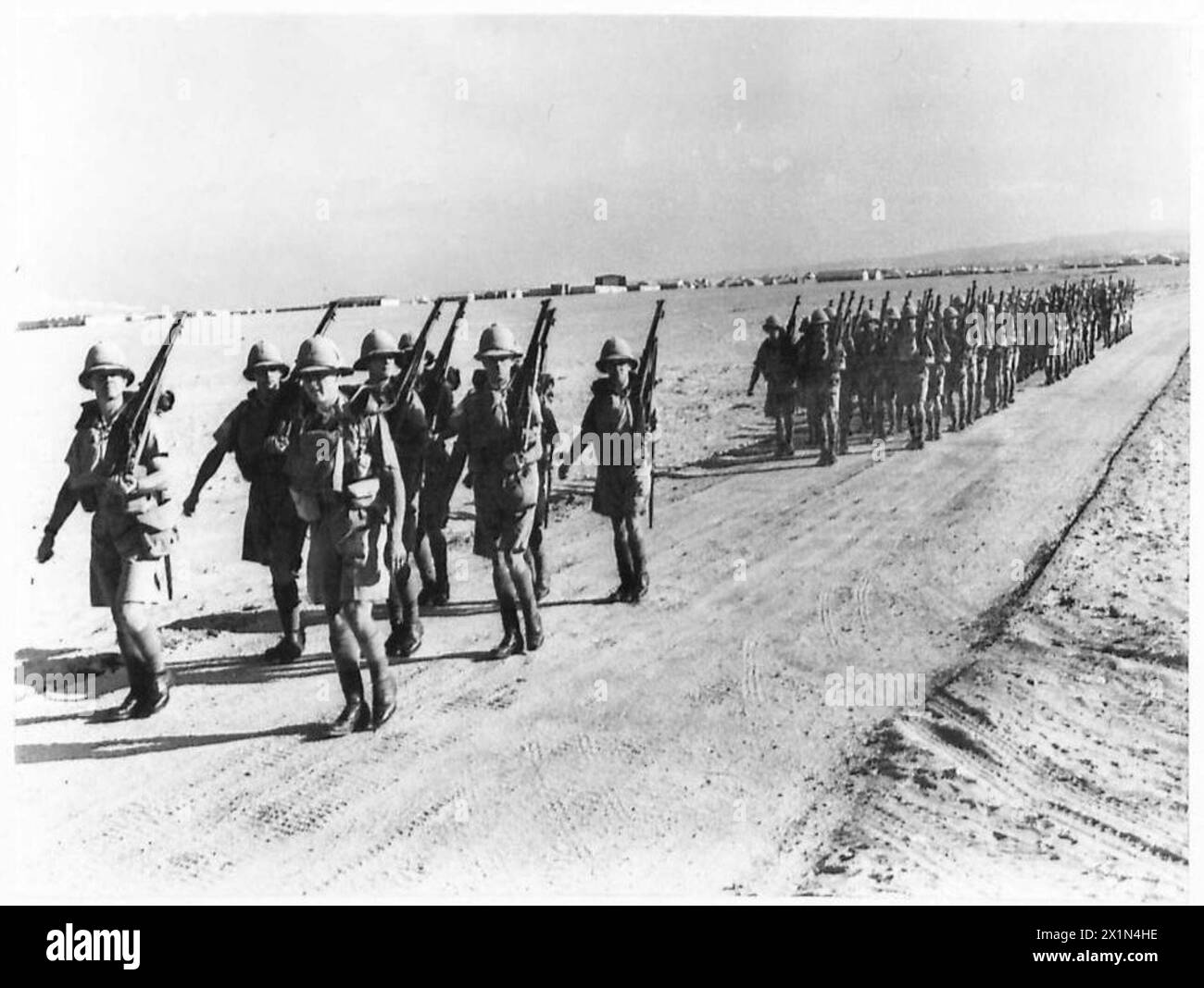 A British Army infantry battalion is marching during operations in ...