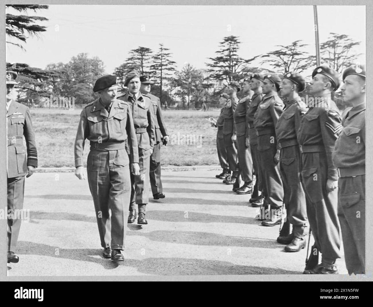General Montgomery inspects a guard of honour of RAF Regiment officers ...