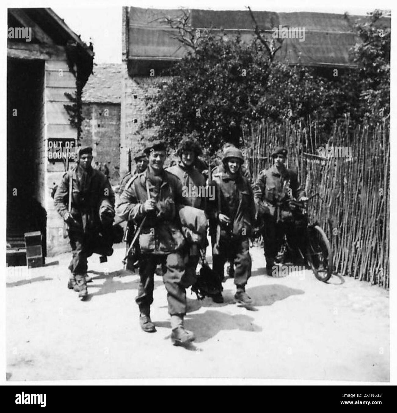 LEAVE CAMP IN NORMANDY - A party of 6th Airborne Div. personnel arrive ...