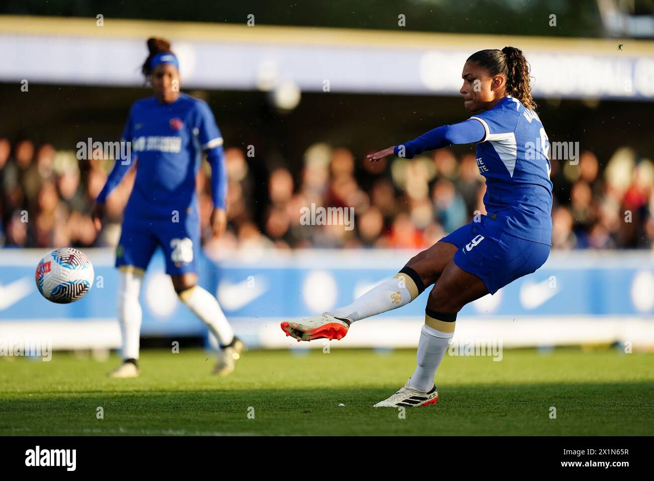 Chelsea's Catarina Macario attempts a free-kick during the Barclays ...