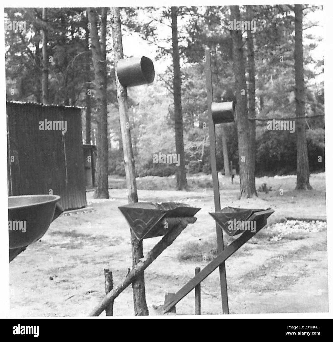 Field improvised washing stands are used at the Army School of Hygiene ...