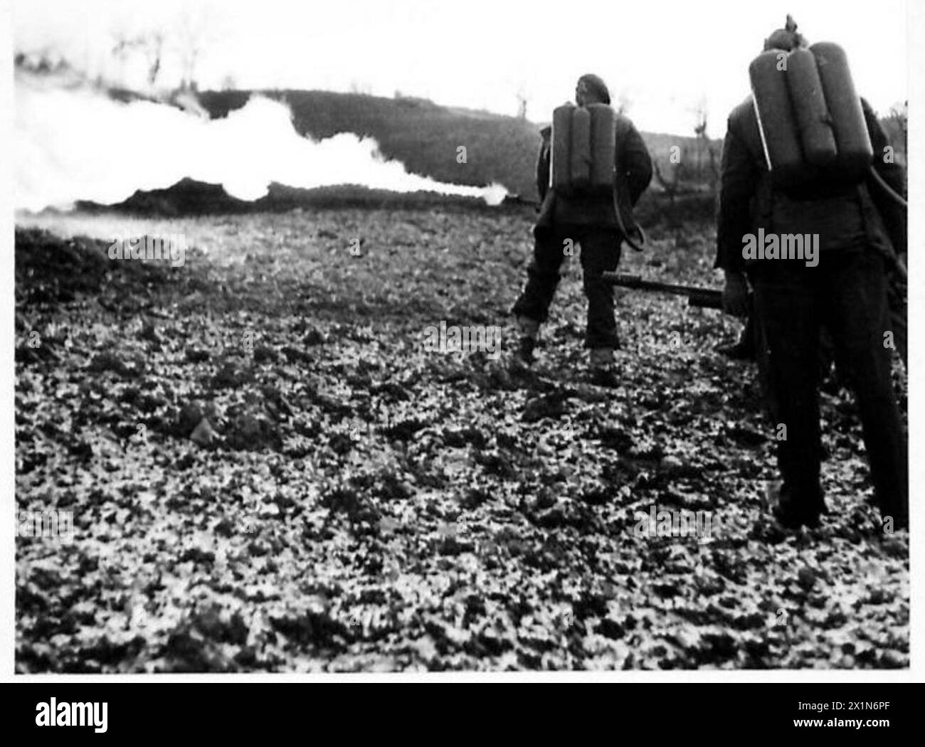 Men of the Coldstream Guards test an American flamethrower in ...