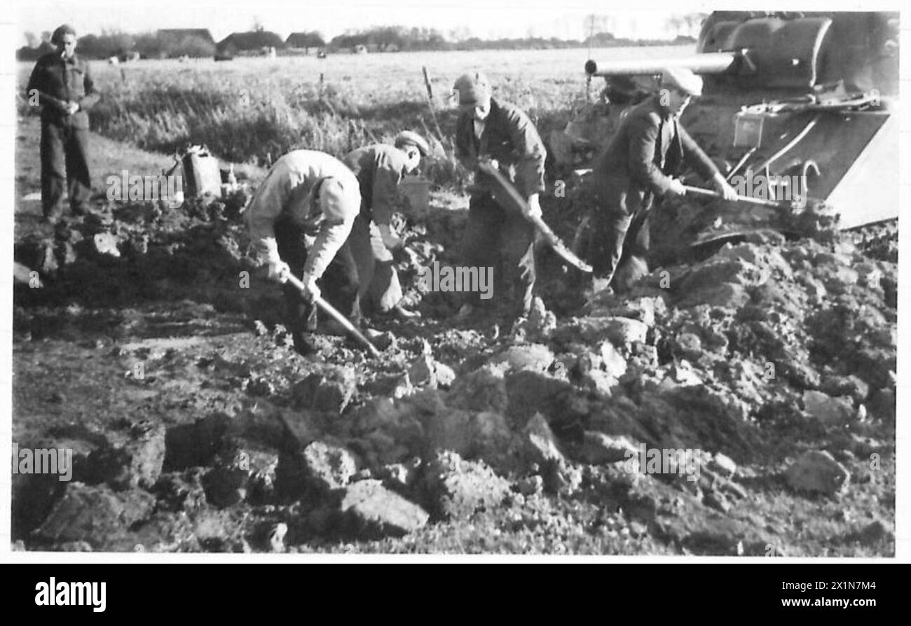 Advance Towards River Maas Sherman Tank Bogged Down In A Dyke Near River Maas And A Dutch
